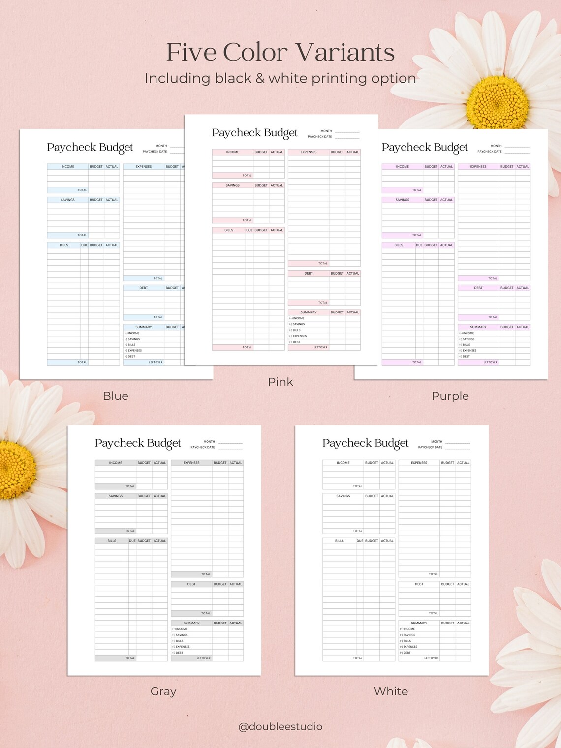Printable Paycheck Budget Overview Template, Budget Planner, Budget ...