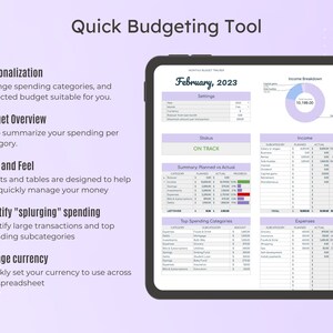 Monthly Budget Tracker Spreadsheet Template for Google Sheets ...