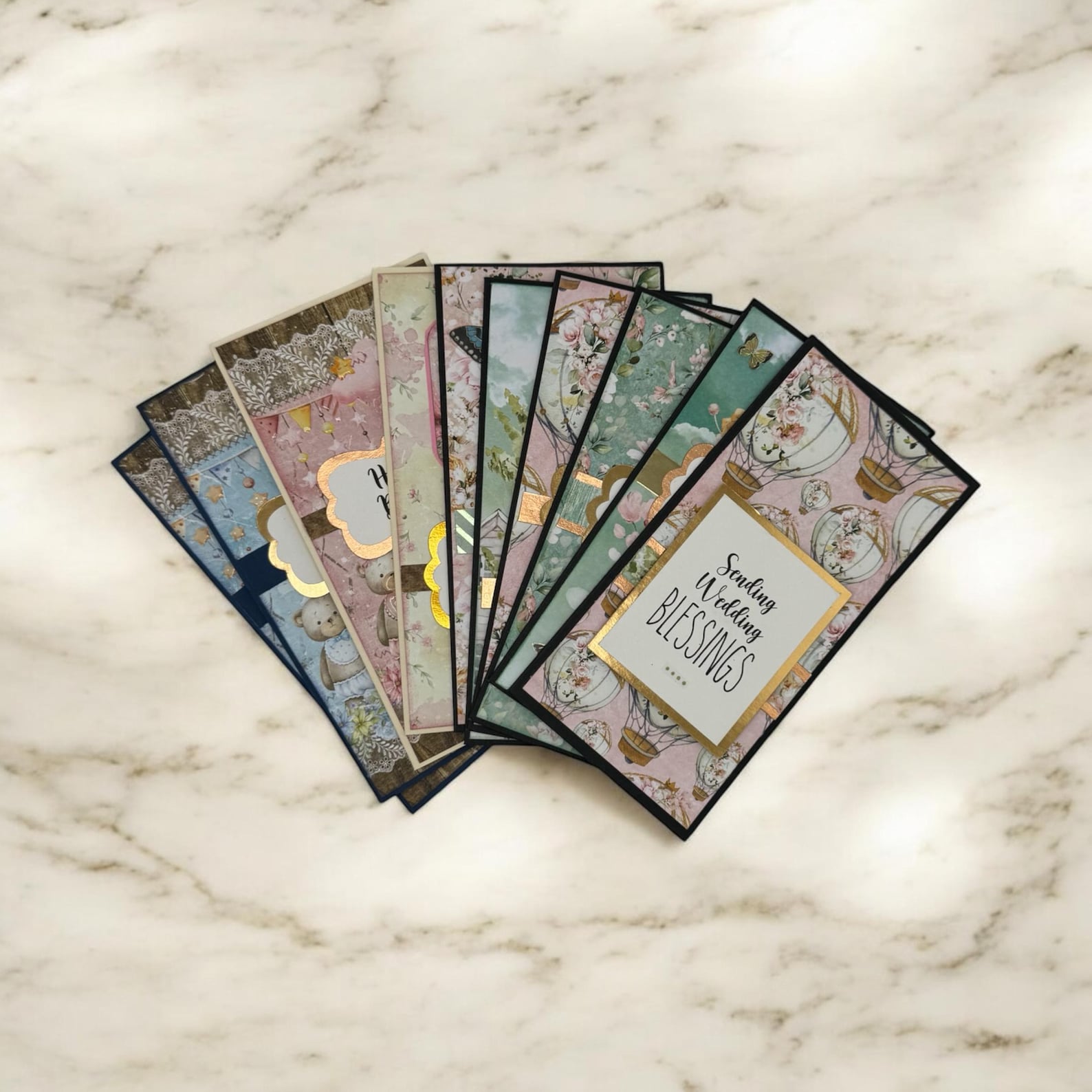 Set of 10 Handmade Mini Slimline Greeting Cards With Envelopes - Etsy