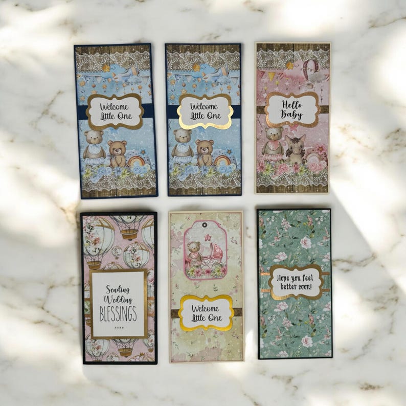 Set of 10 Handmade Mini Slimline Greeting Cards With Envelopes - Etsy