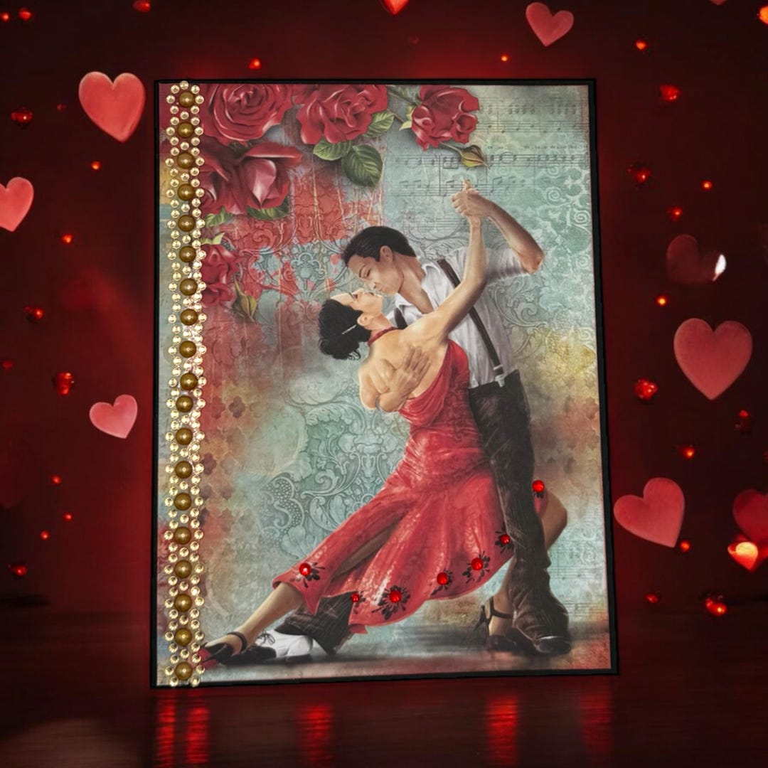 Elegant Tango Dance Greeting Card With Gem Embellishments 6 X 7 3/4 ...