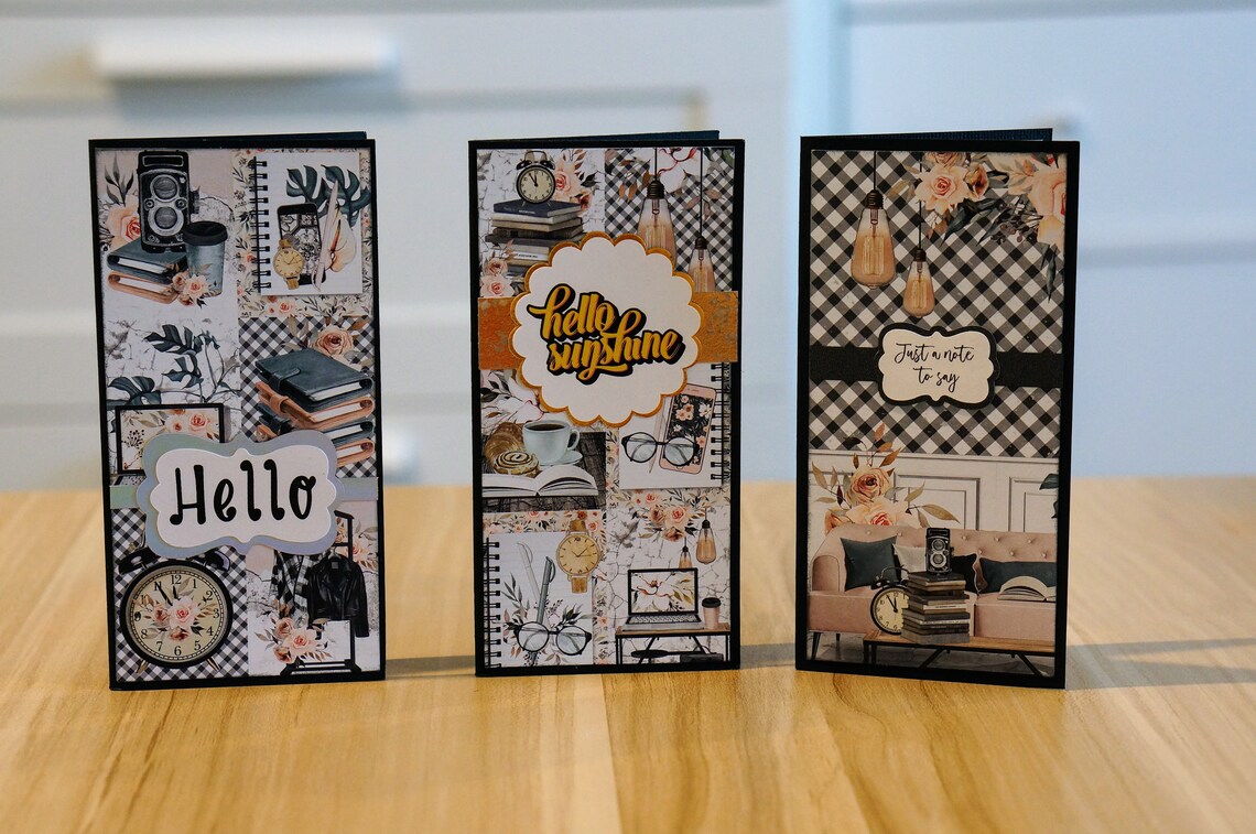 Set of 10 Handmade Mini Slimline Greeting Cards With Envelopes - Etsy