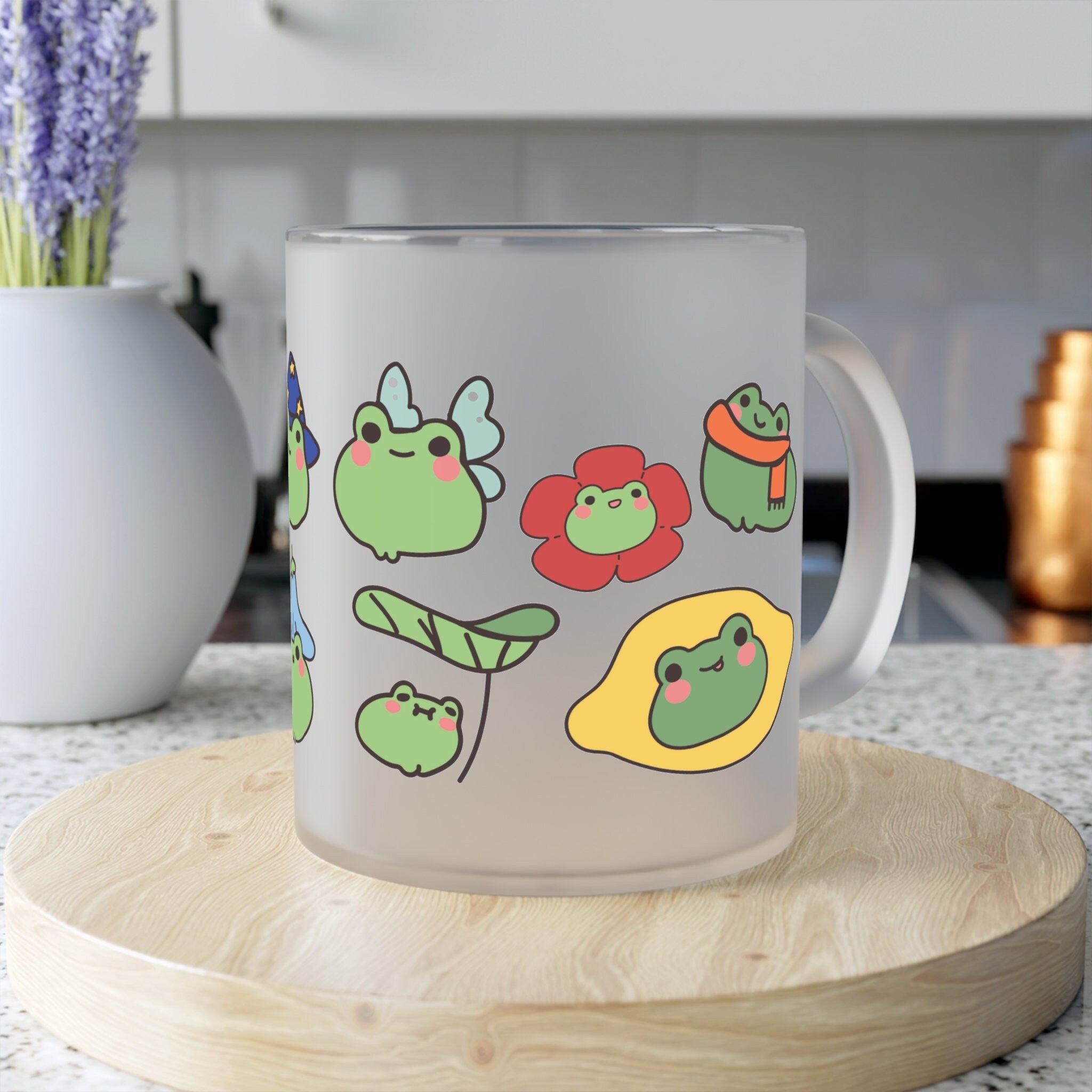 Funny Frog Frosted Glass Mug Cute Toads Cartoon - Etsy