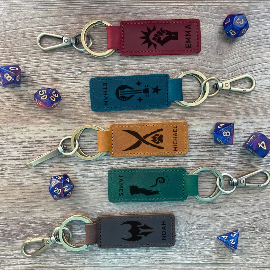 Personalized Dnd Genuine Leather Keychain, Dungeons and Dragons Gift ...