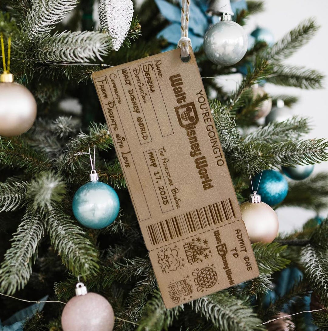 Custom Theme Park Ticket Christmas Ornament, Personalized Christmas ...