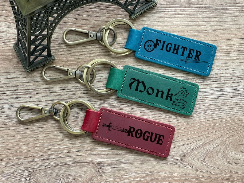 Personalized Dnd Genuine Leather Keychain, Dungeons and Dragons Gift ...