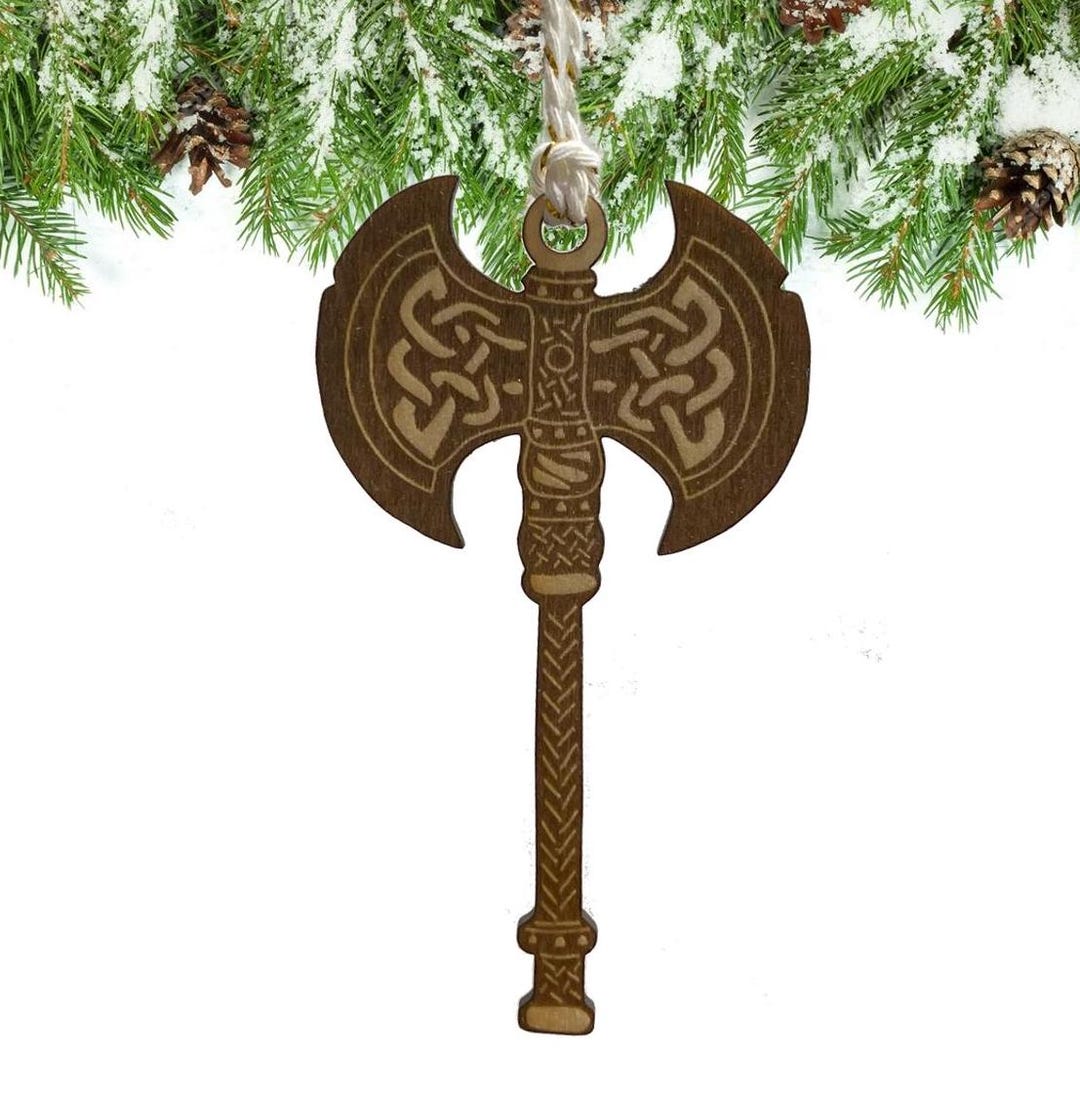 Viking Axe Christmas Ornament, Christmas Tree Decor, Laser Engraved ...