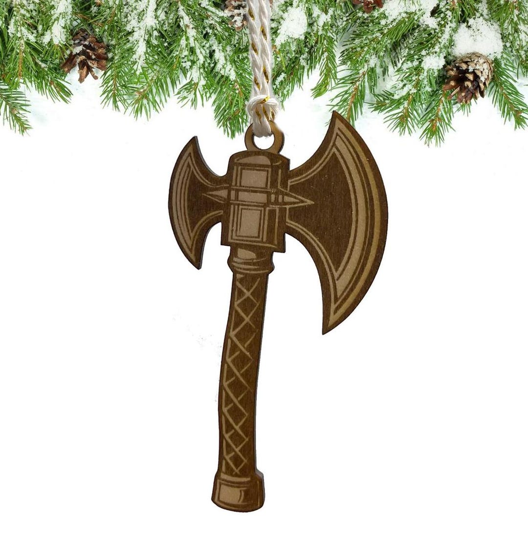 Viking Axe Christmas Ornament, Christmas Tree Decor, Laser Engraved ...