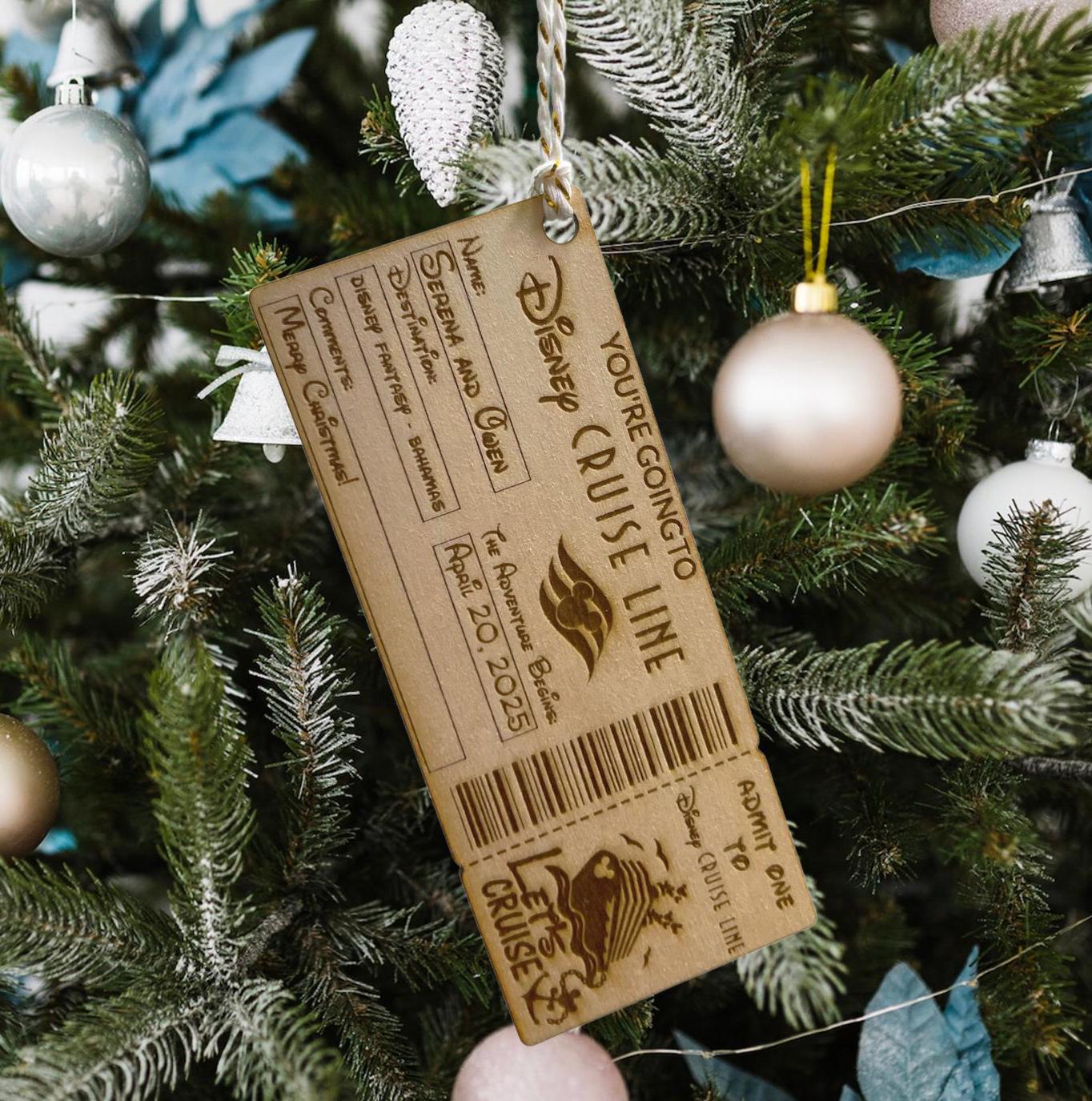 Custom Theme Park Ticket Christmas Ornament, Personalized Christmas ...