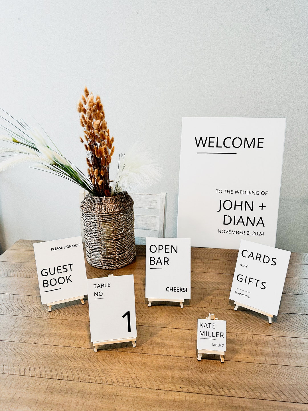 MODERN Wedding Sign Bundle Handmade Textured Art on Canvas Multiple ...