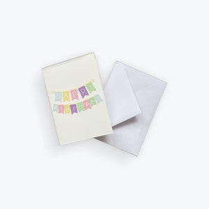 Happy Birthday Pastel Color Banner Greeting Card Handmade Celebrations ...