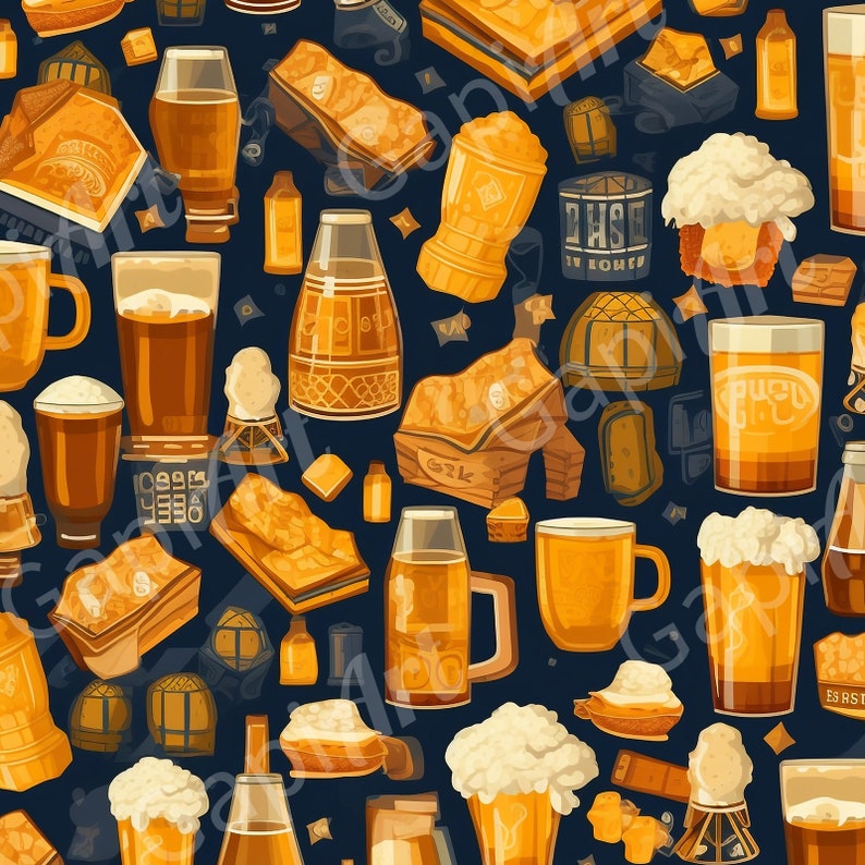 Father's Day, Craft Beer Geometrics: Repeating Pattern Pack Low-poly ...