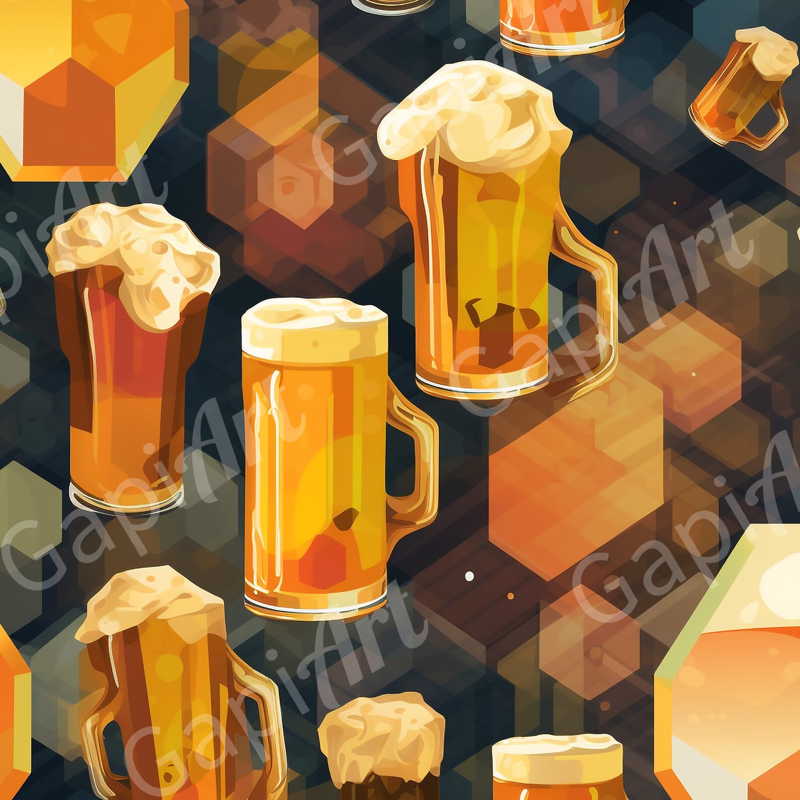 Father's Day, Craft Beer Geometrics: Repeating Pattern Pack Low-poly ...
