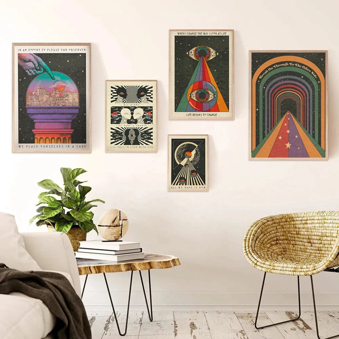 Psychedelic 70s Poster Inspirational Quotes Meditation Wall Art ...