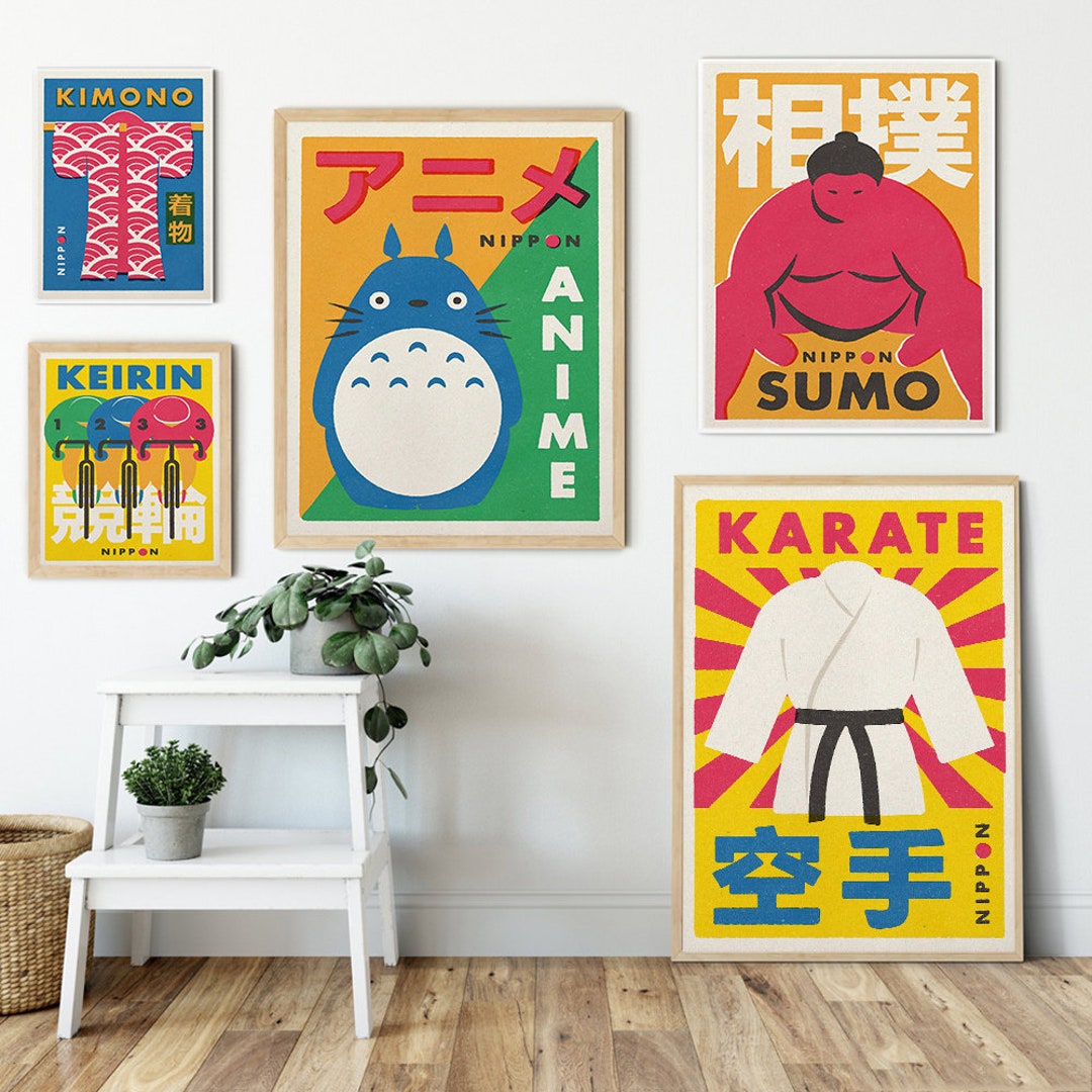 Japanese Anime Matchbox Label Style Poster Print Wall Art Canvas ...