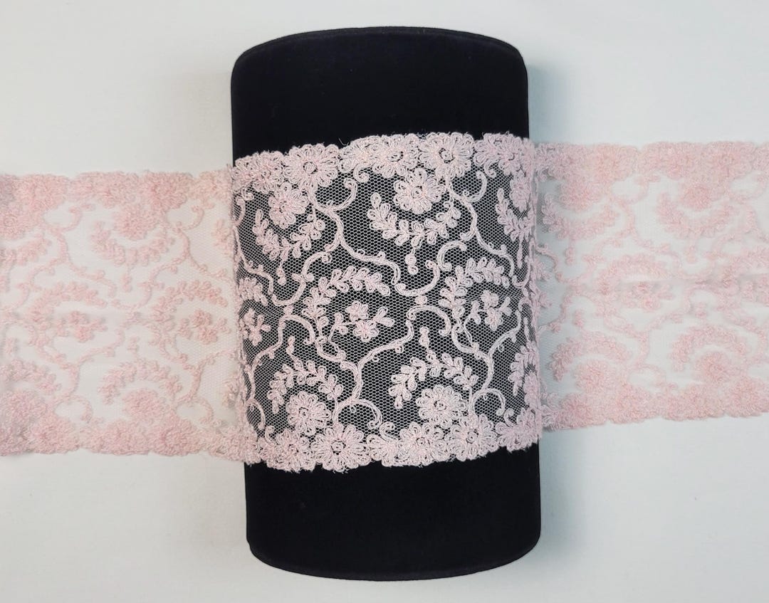 Wide Embroidered Netting Galloon Lace, Pink - Etsy