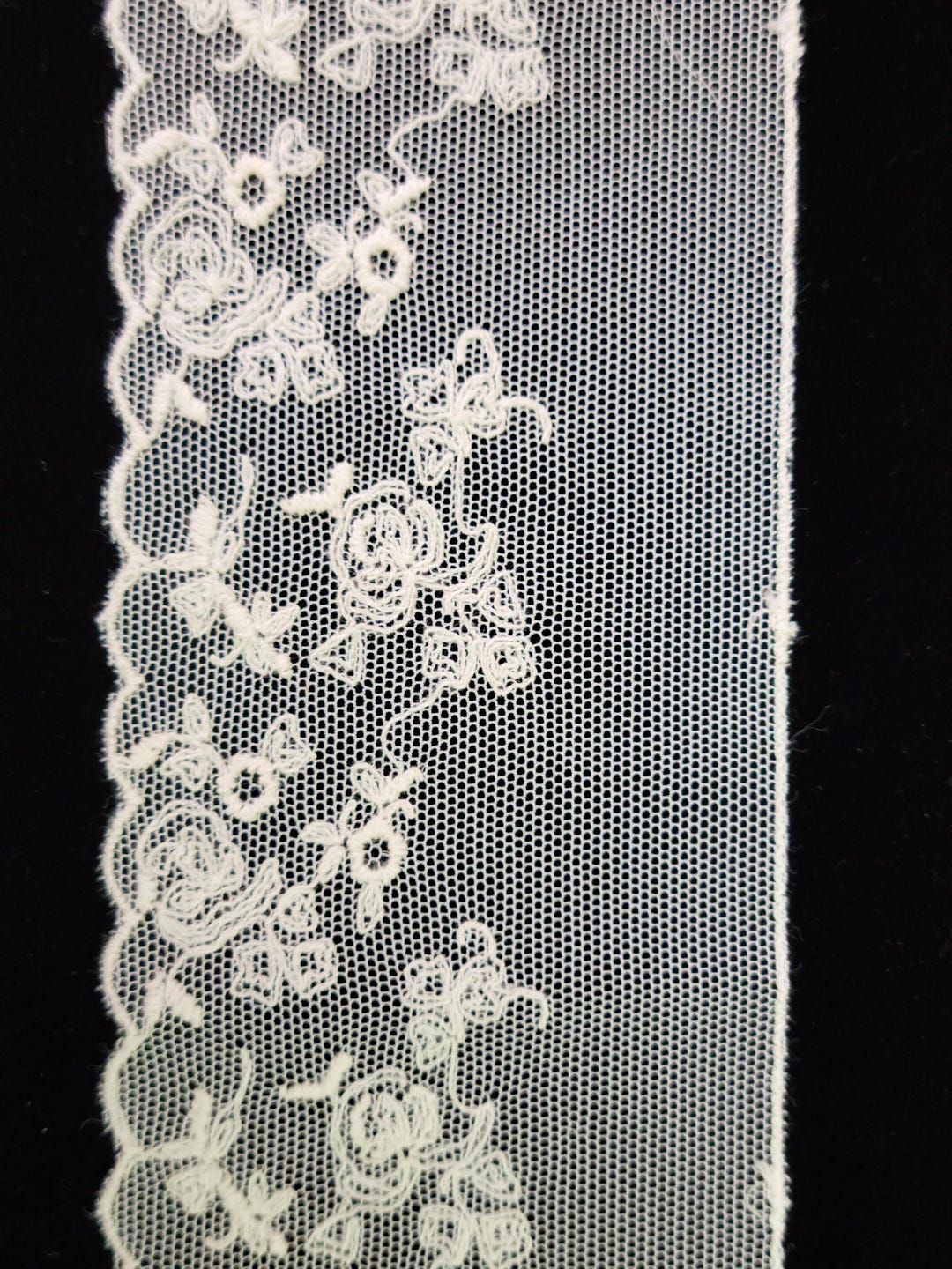 Vintage Embroidered Netting Lace - Etsy