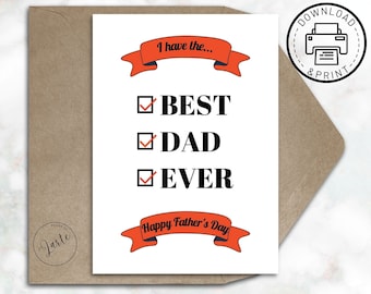 Best Dad Ever, Printable Father's Day Card, Card Template, Editable ...