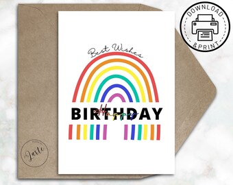 Birthday Card Printable Birthday Card Digital Birthday Card Rainbow ...