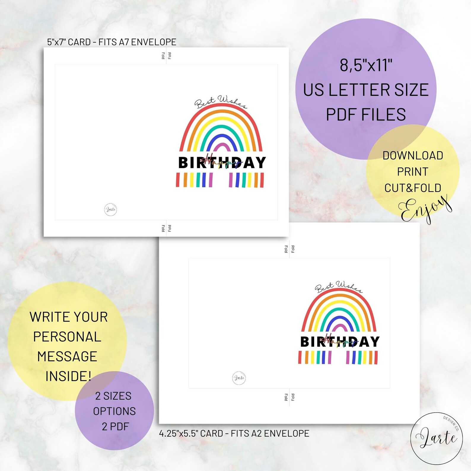 Rainbow Happy Birthday Card Digital Download Card Digital Birthday Card ...