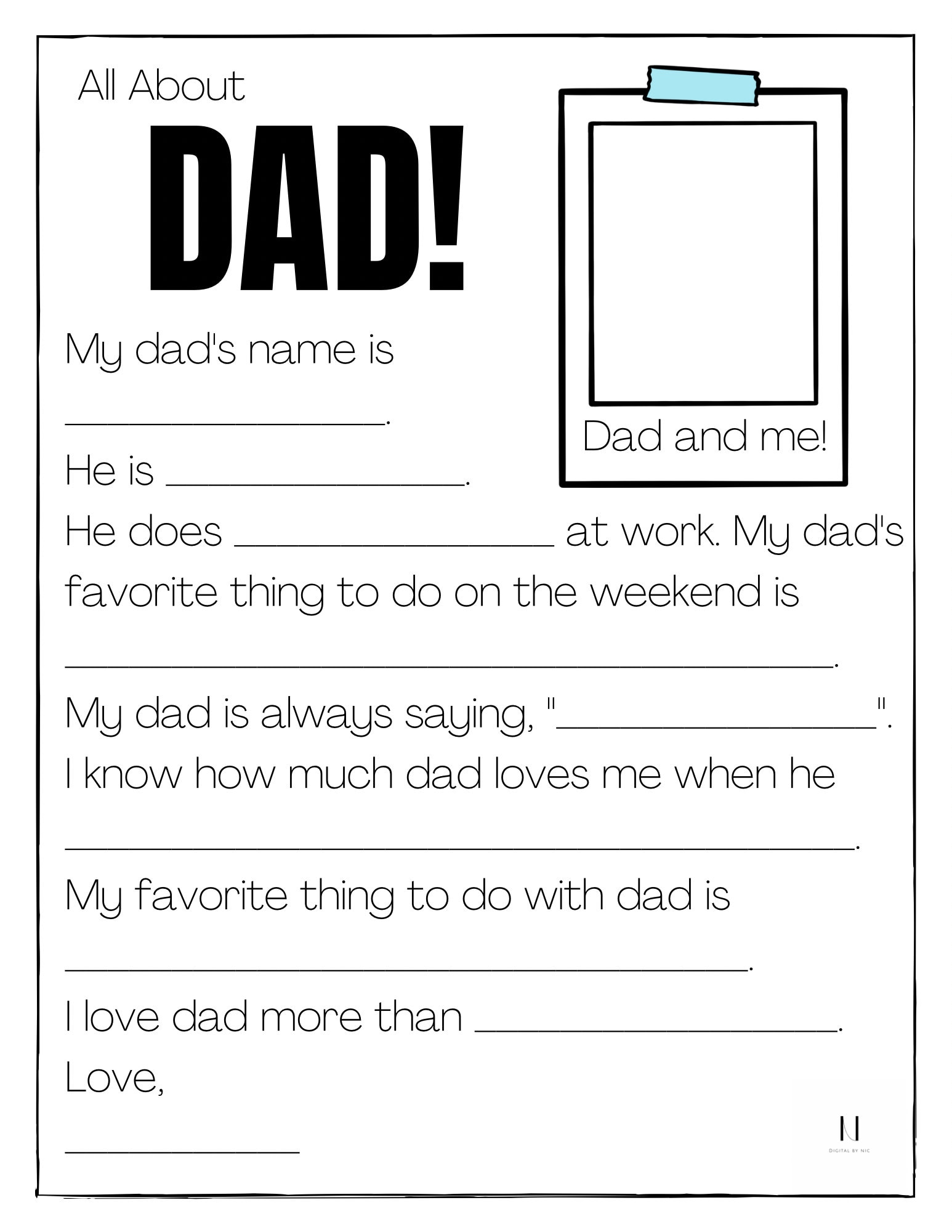 All About Dad - DIGITAL DOWNLOAD - Etsy