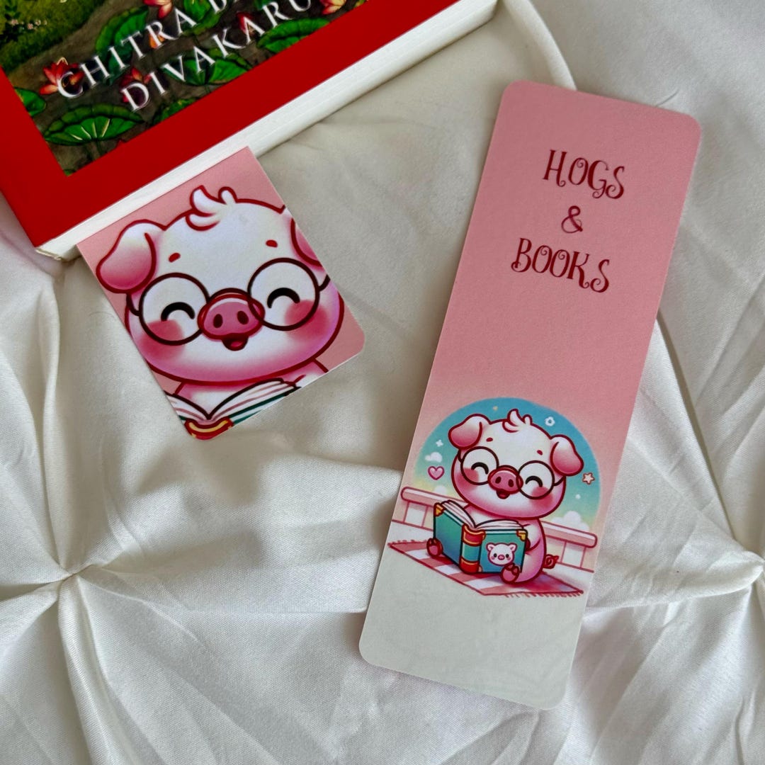 Handmade Pig Bookmark | "hogs and Books", Pastel Green & Pink - Etsy