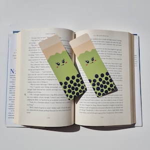 Kawaii Boba Tea Bookmark | Matcha, Lavender, Classic - Etsy
