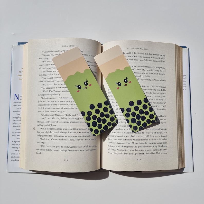 Boba Tea Bookmark Bubble Tea Bookmark Matcha Lavender - Etsy Canada
