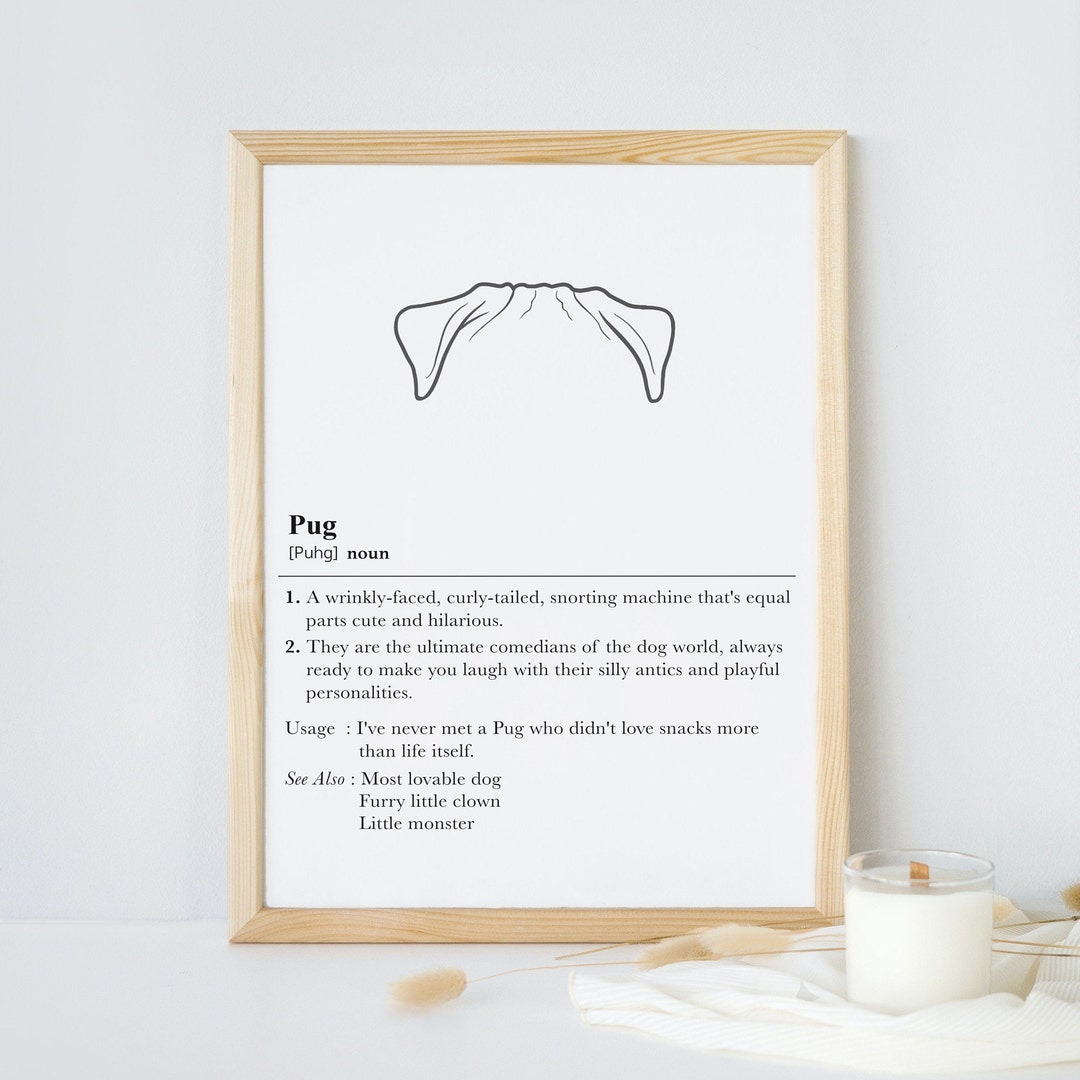 Pug Dog Dictionary Poster - Etsy