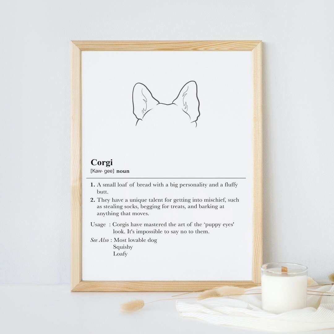 Corgi Dog Dictionary Poster - Etsy