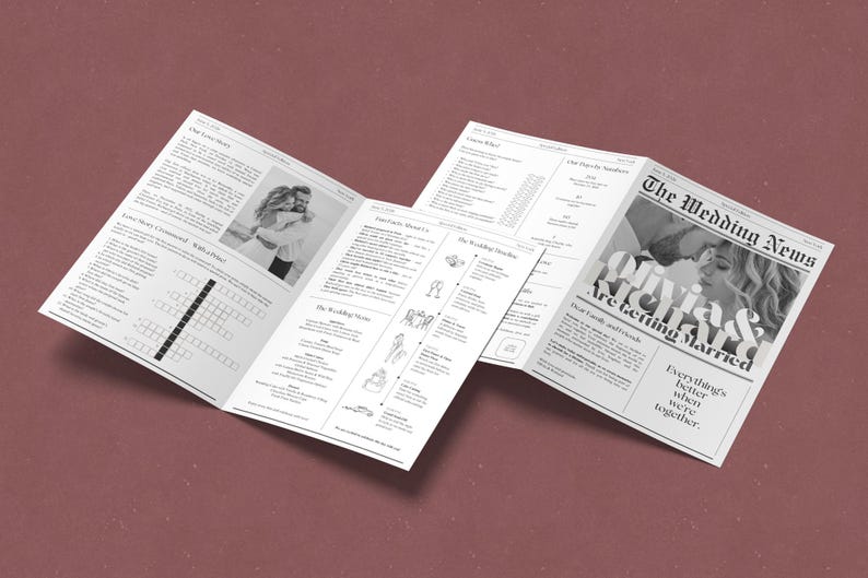 Wedding Newspaper Template Program, Wed Newspaper Program Canva ...