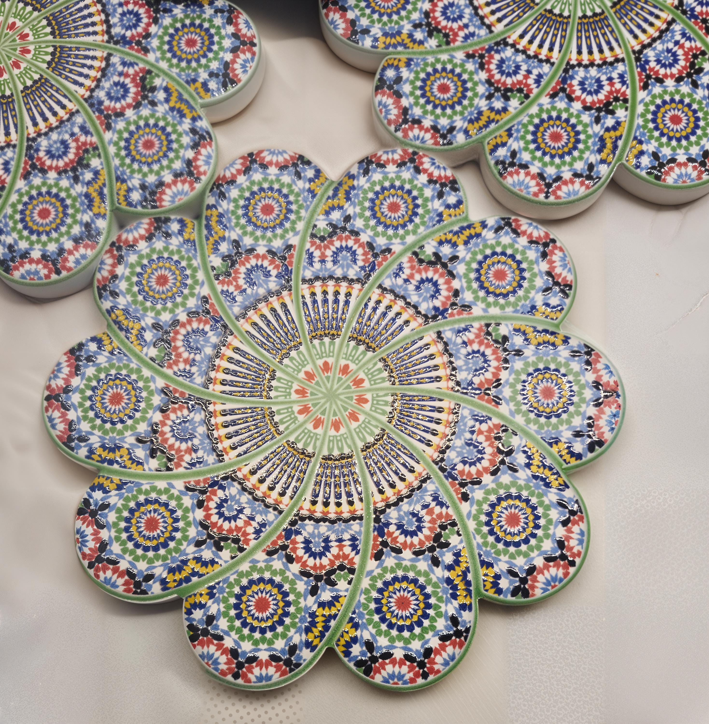 6 Pieces of 3D Moroccan Zellige Design Coasters Unique Mosaic Tile ...