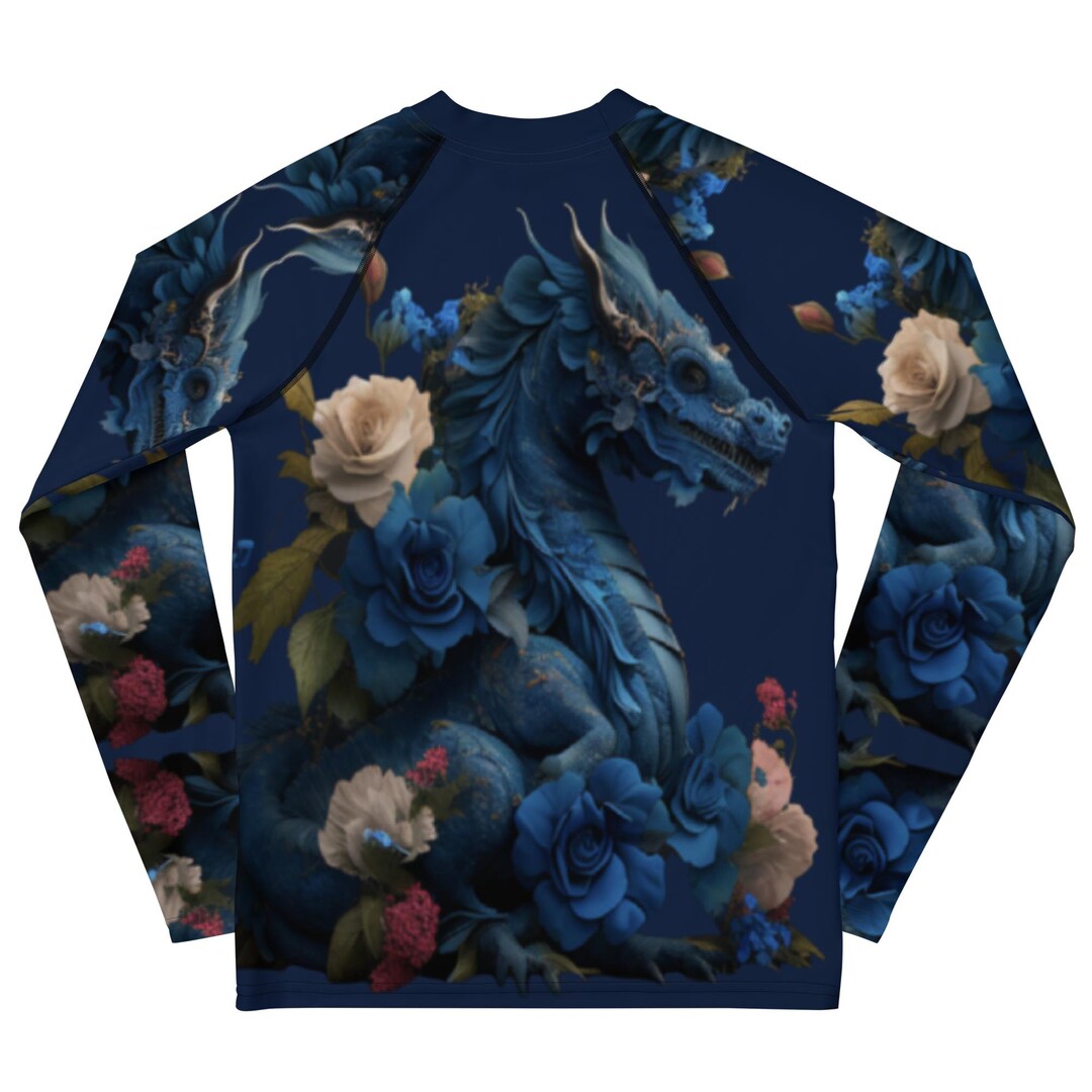 Youth Girls Flower Dragon Rash Guard - Etsy