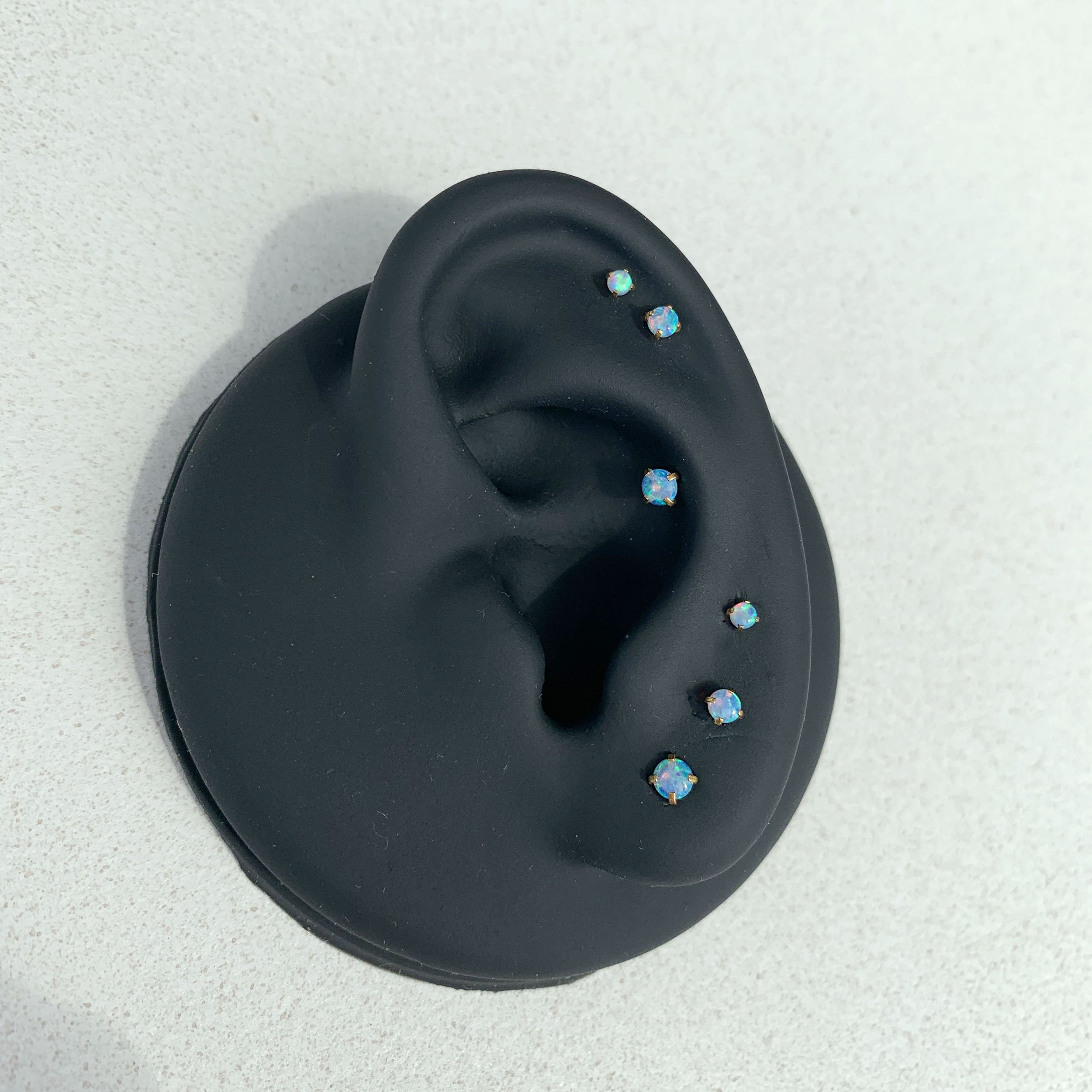 18G/16G Blue Opal Threaded Labret Stud Cartilage Earring Tragus Conch ...