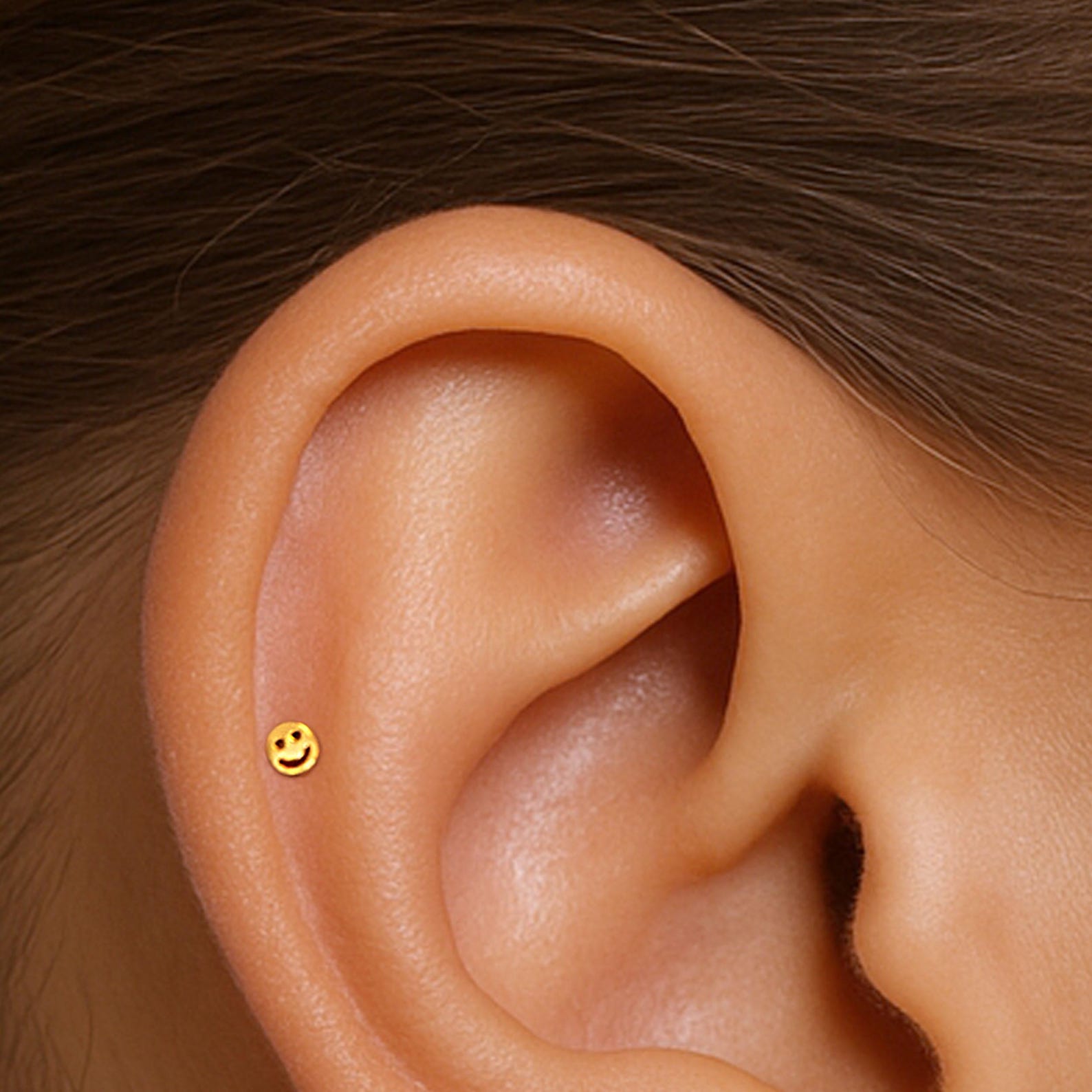 G23 Titanium • Smiley Face Stud • Tiny Stud Earring • Minimalist ...