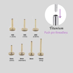 20G/18G/16G Heart Push Pin Threadless Labret • Cartilage Earring ...