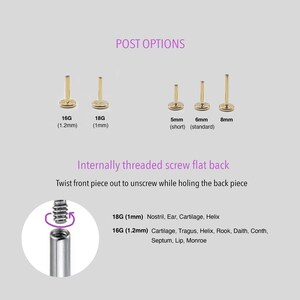 18G/16G Spike Dangle Threaded Labret Stud •cartilage Earring • Tragus ...
