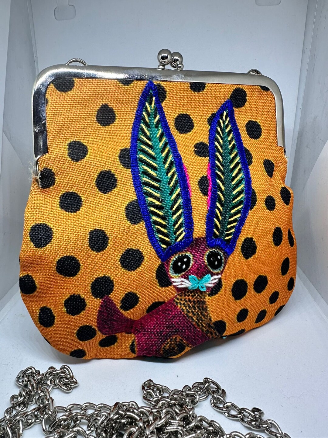 Embroidered Rabbit Coin Purse With Metal Chain, Handmade in Mexico - Etsy