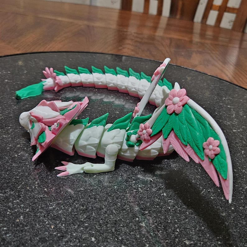 Articulated 3D Printed Floral Dragon - Etsy