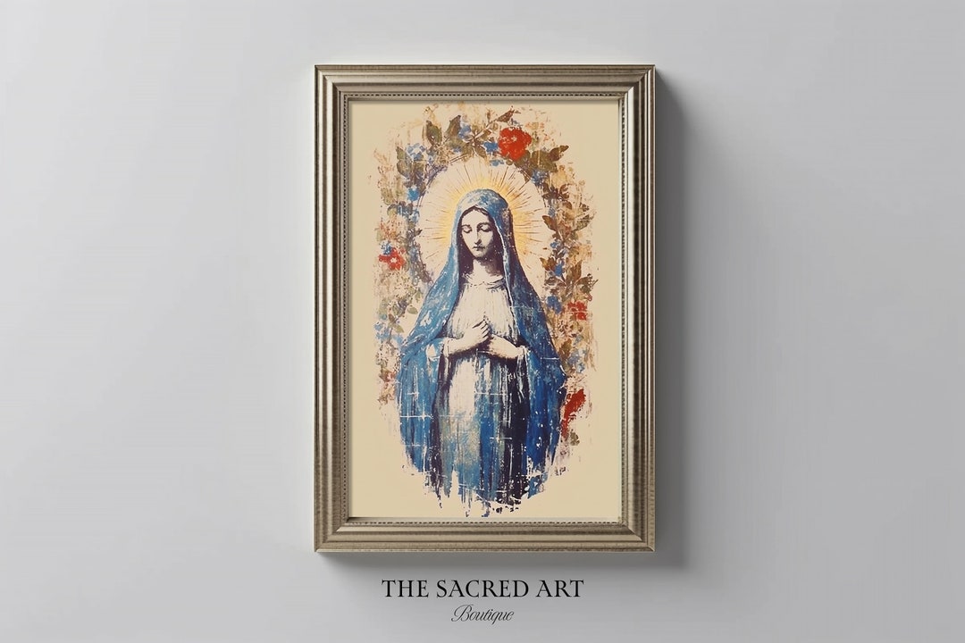Our Lady of Grace, Blessed Virgin Art, Mother Mary, Madonna, Digital ...