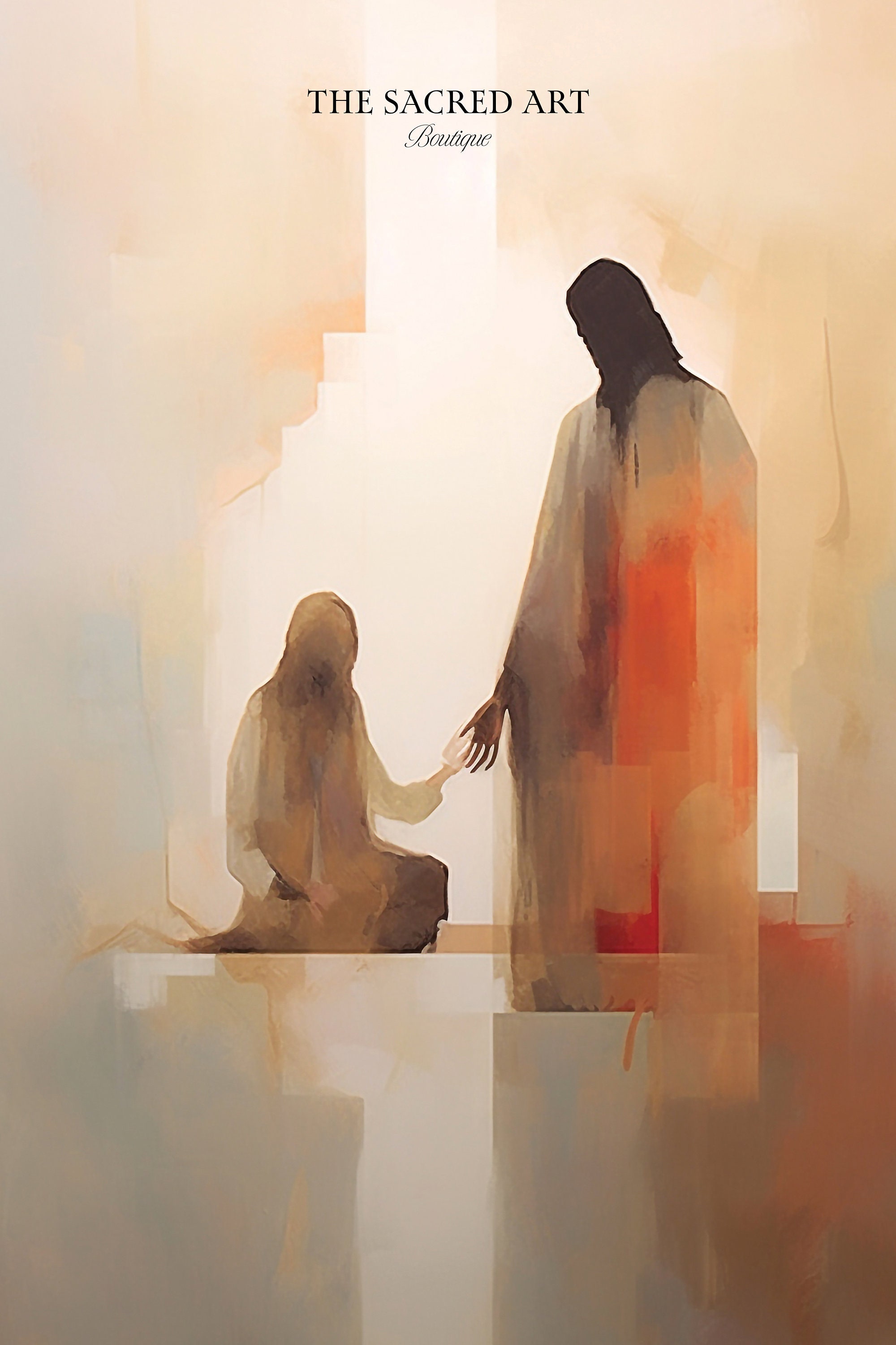 Jesus Heals the Bleeding Woman Golden Beige Digital Print - Etsy Canada