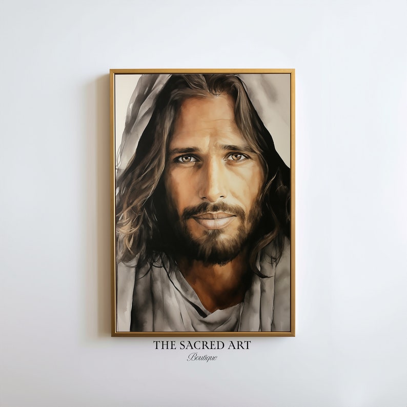 Watercolor Jesus Portrait: Smiling Christ, Religious Wall Art (digital ...