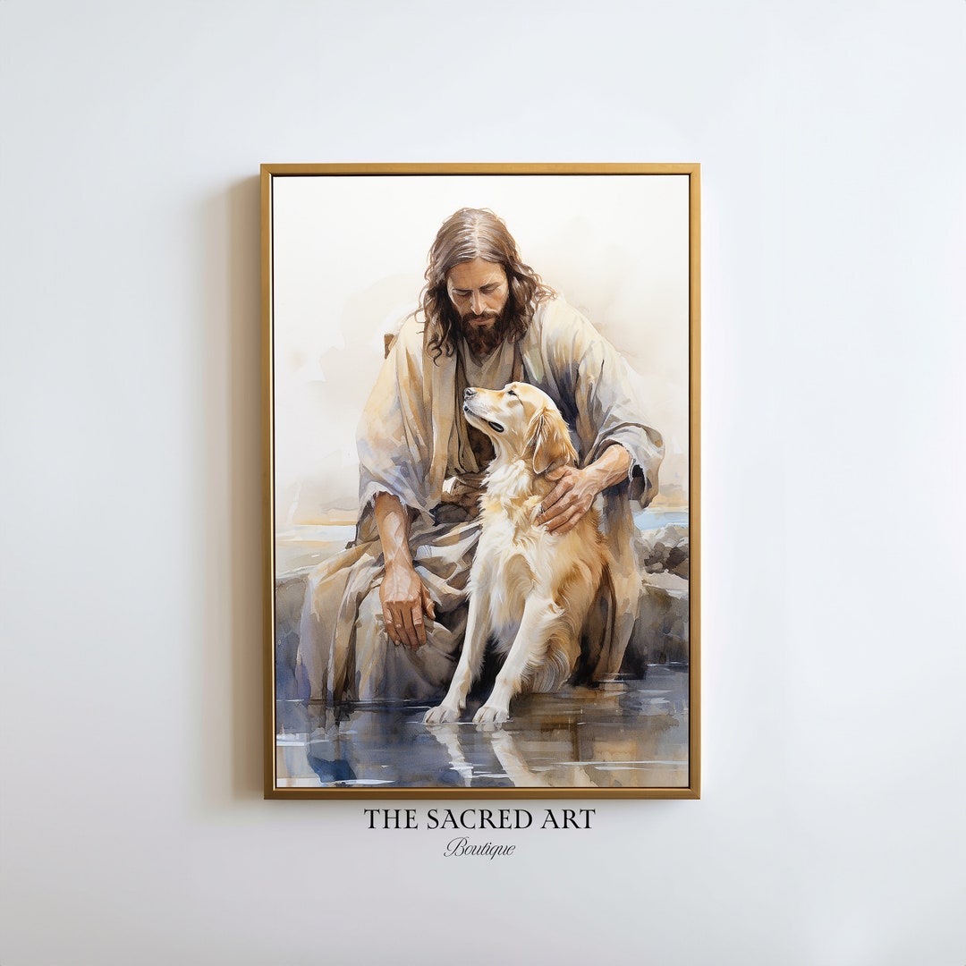 Jesus and Dog Watercolor Print: Religious LDS Wall Art (digital ...