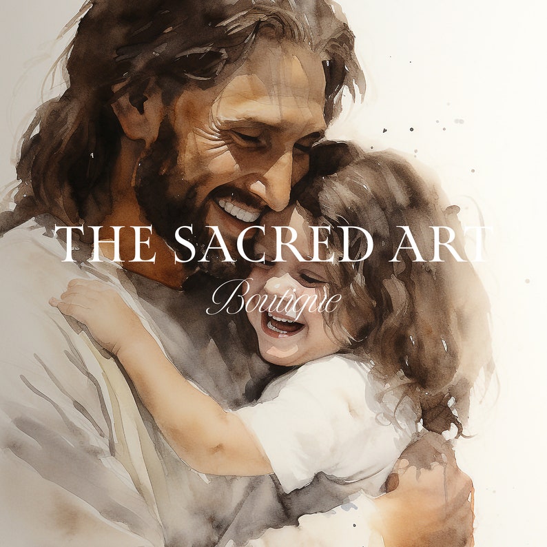 Jesus Smiling Portrait: Watercolor Christ Art, LDS Home Decor (digital ...