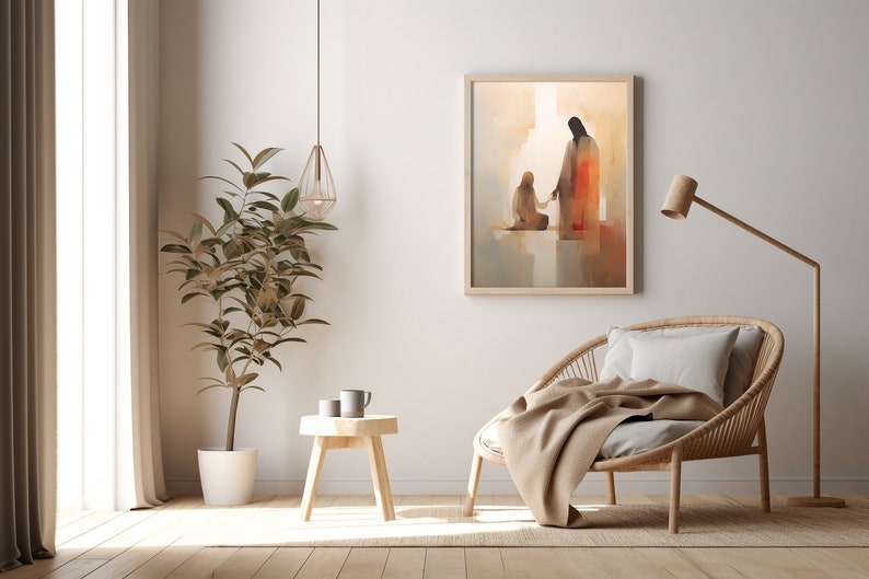 Jesus Heals the Bleeding Woman Golden Beige Digital Print - Etsy