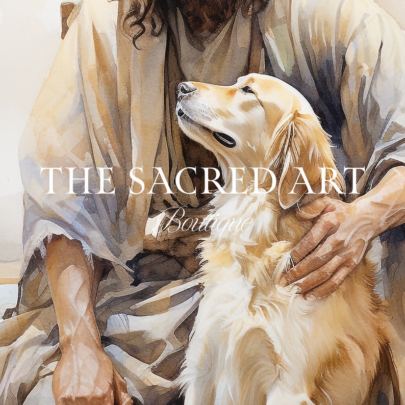 Jesus and Dog Watercolor Print: Religious LDS Wall Art (digital ...