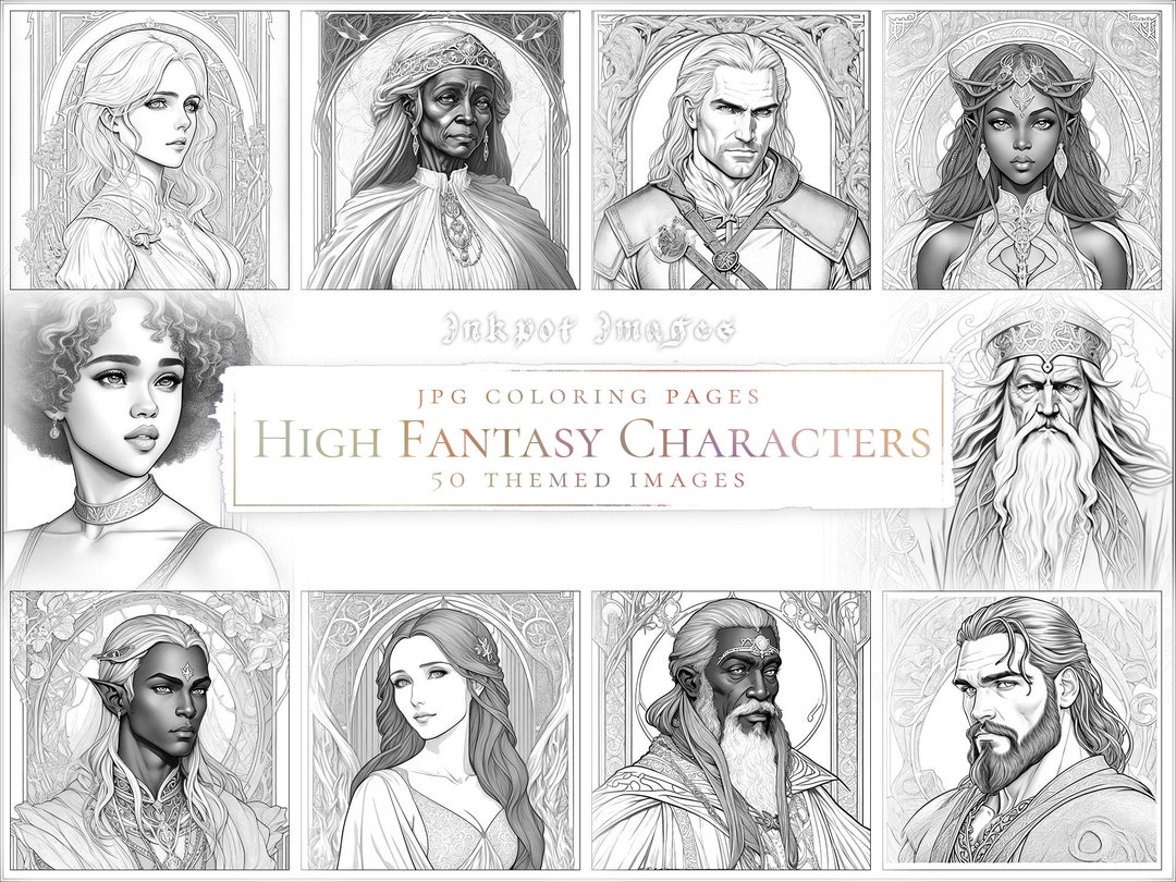 Coloring Pages: High Fantasy Characters - Etsy