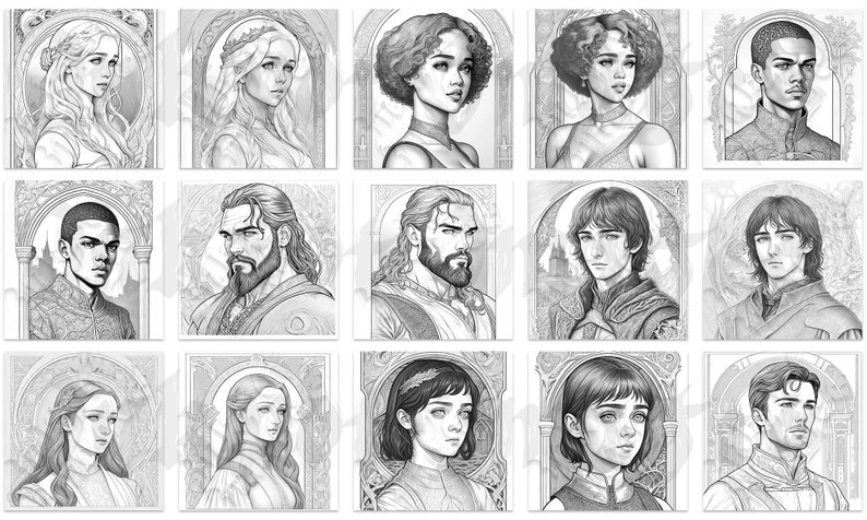 Coloring Pages: High Fantasy Characters - Etsy