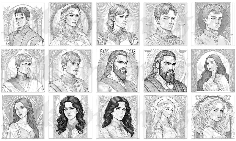 Coloring Pages: High Fantasy Characters - Etsy