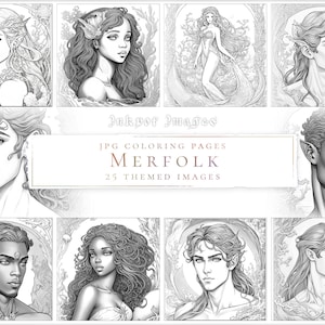 Coloring Pages: Merfolk - Etsy